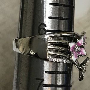 Jewelry | Pink Flower Sterling Overlay Ring | Poshmark